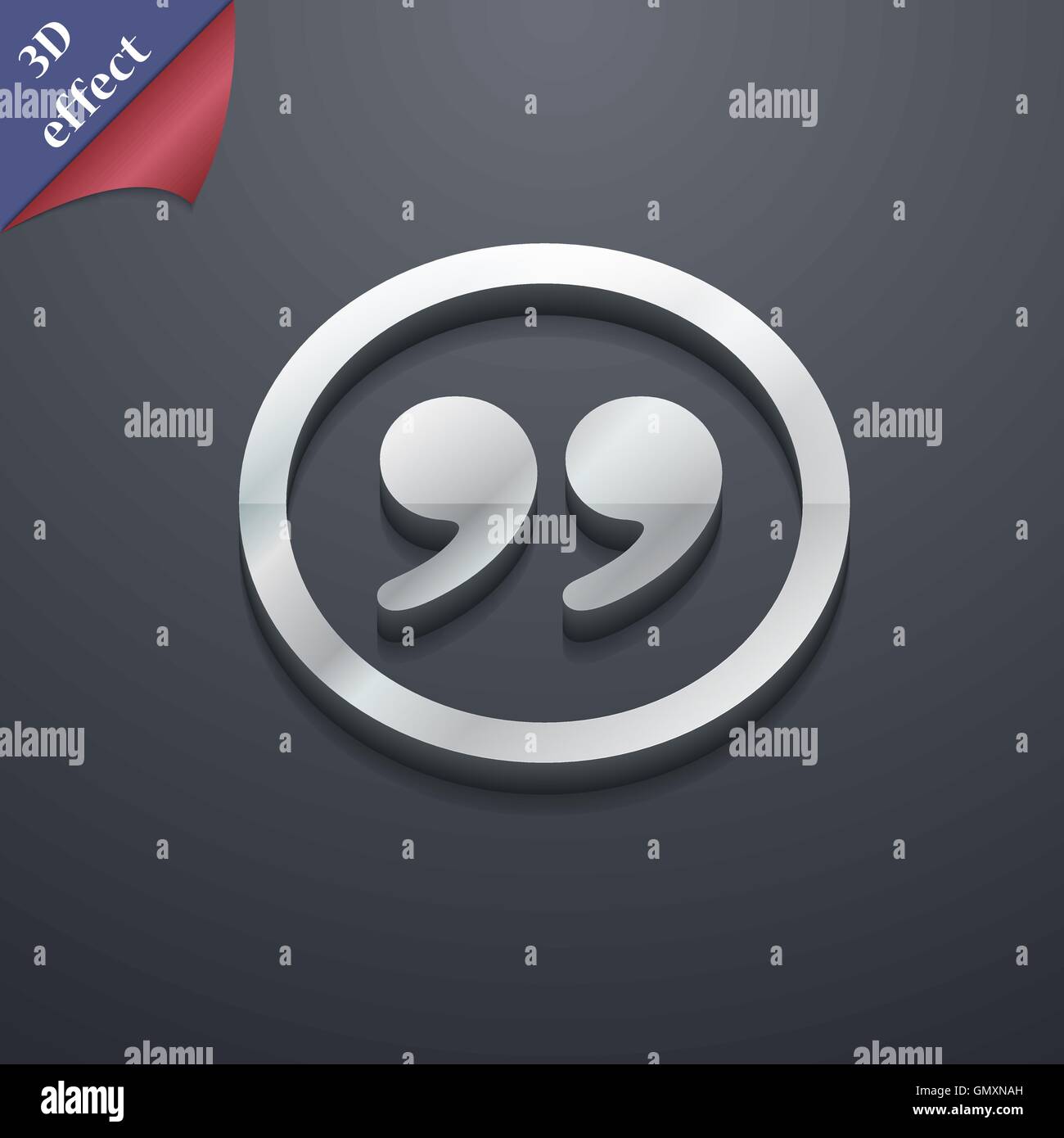 Double quotes icon symbol. 3D style. Trendy, modern design with space ...