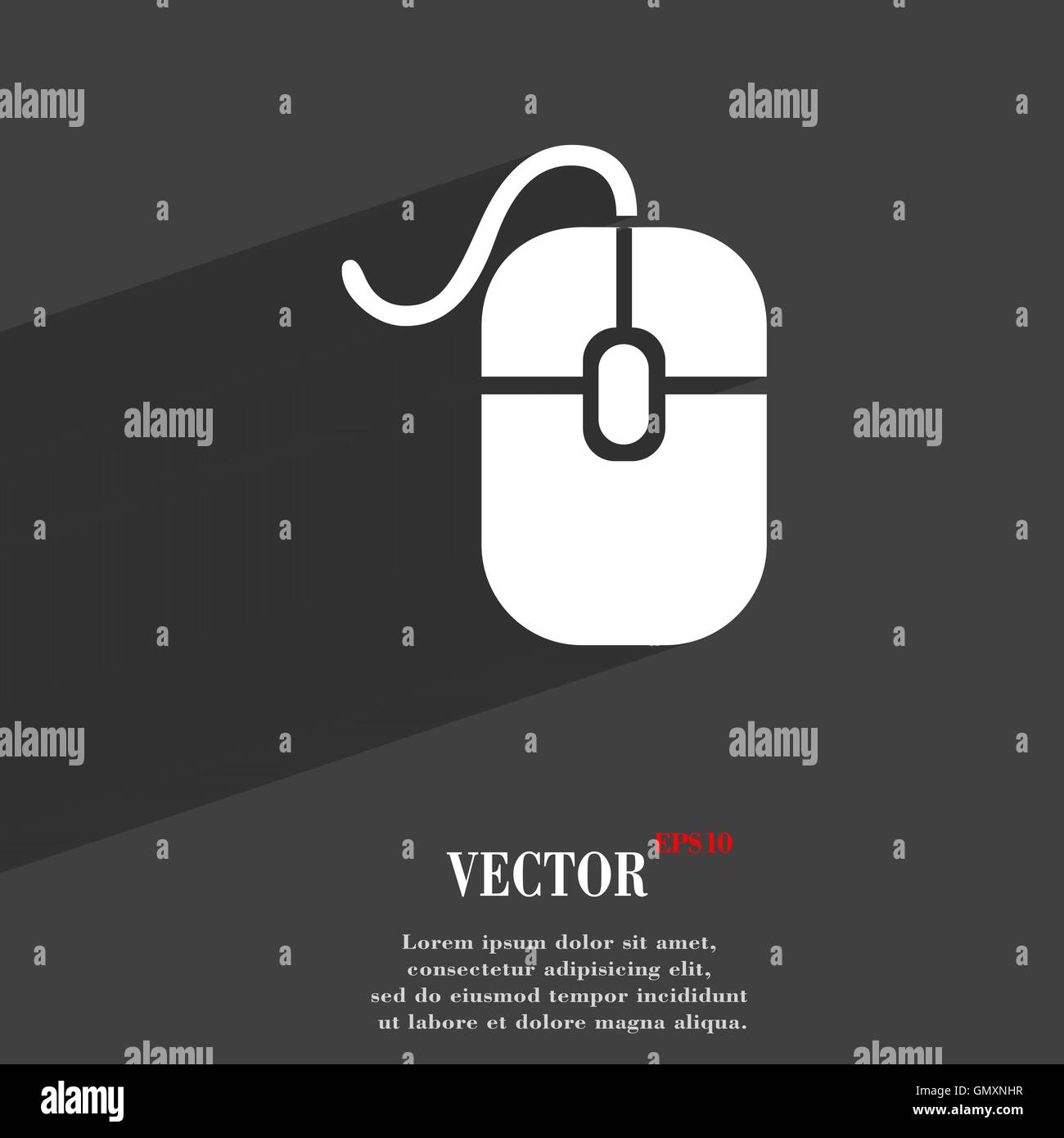 Computer mouse symbol Flat modern web design with long shadow and space ...