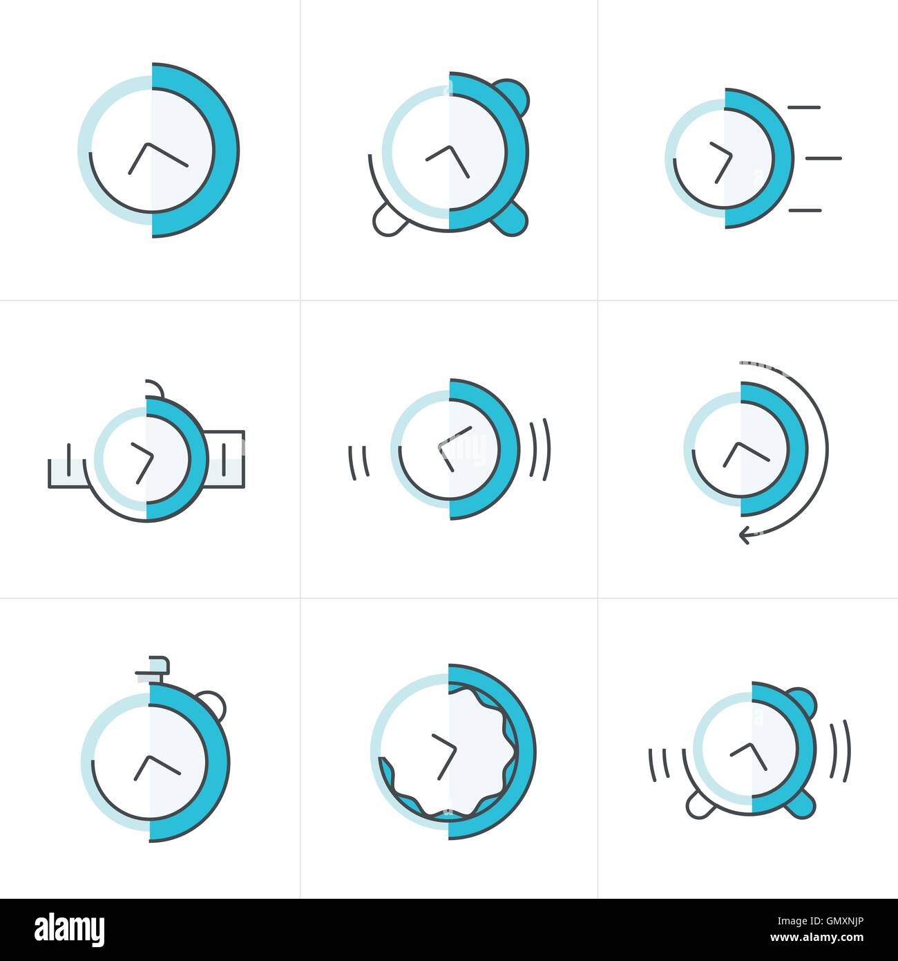 Time Clock Icons Set blue color Stock Vector Image & Art - Alamy