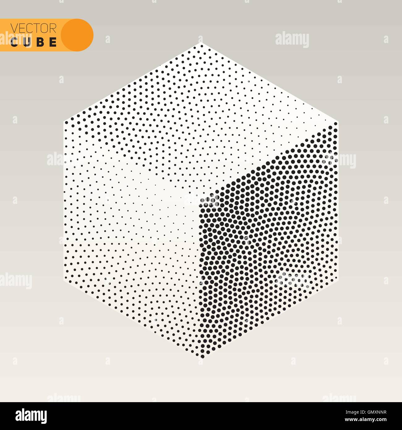 Vector Black and White Dotted Isometric Cube Shape Stippling Halftone ...