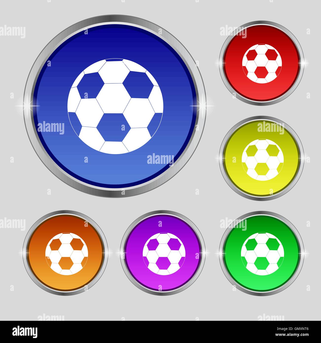 Football icon sign. Round symbol on bright colourful buttons. Vector ...