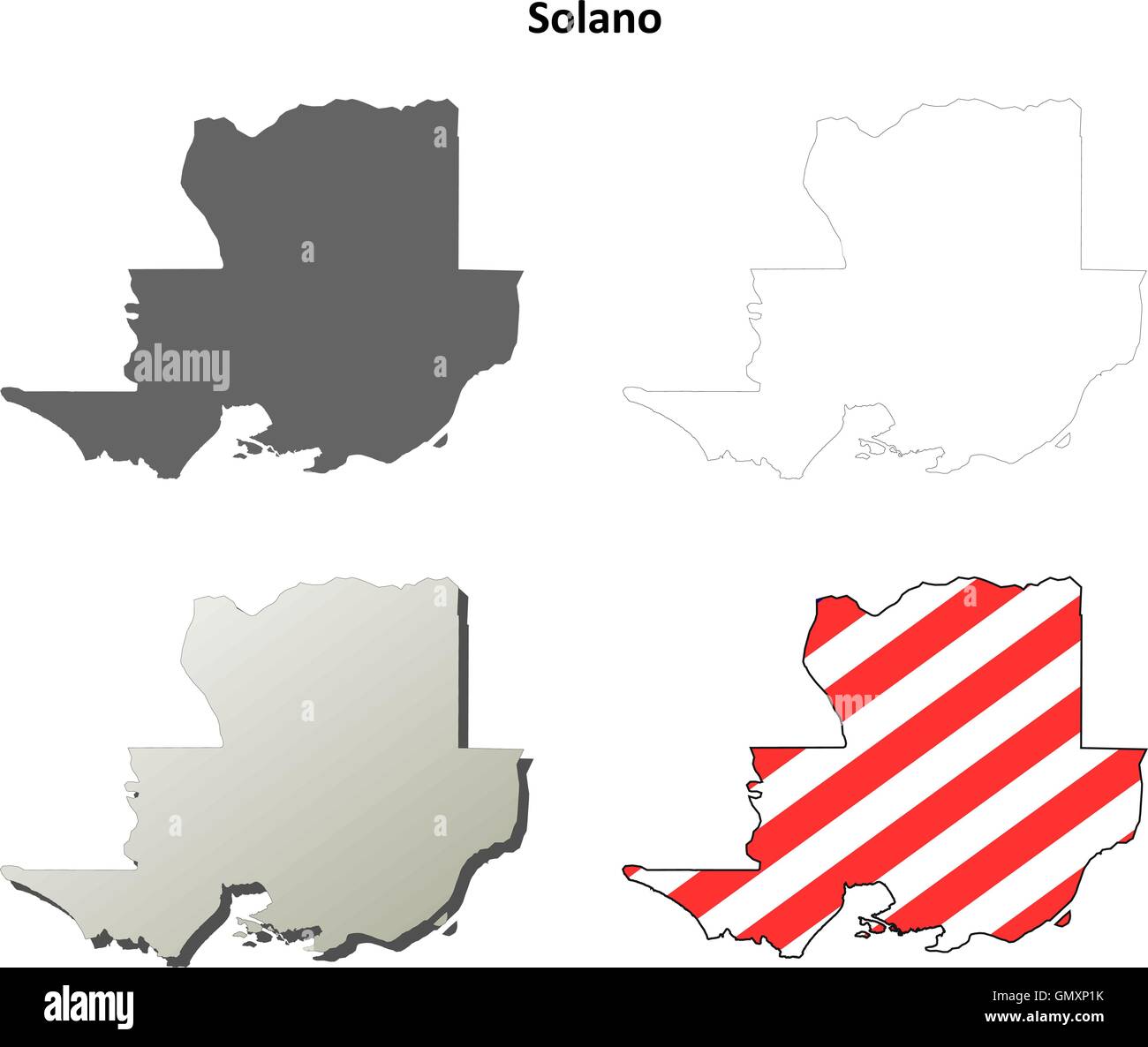 Solano County, California outline map set Stock Vector Image & Art - Alamy