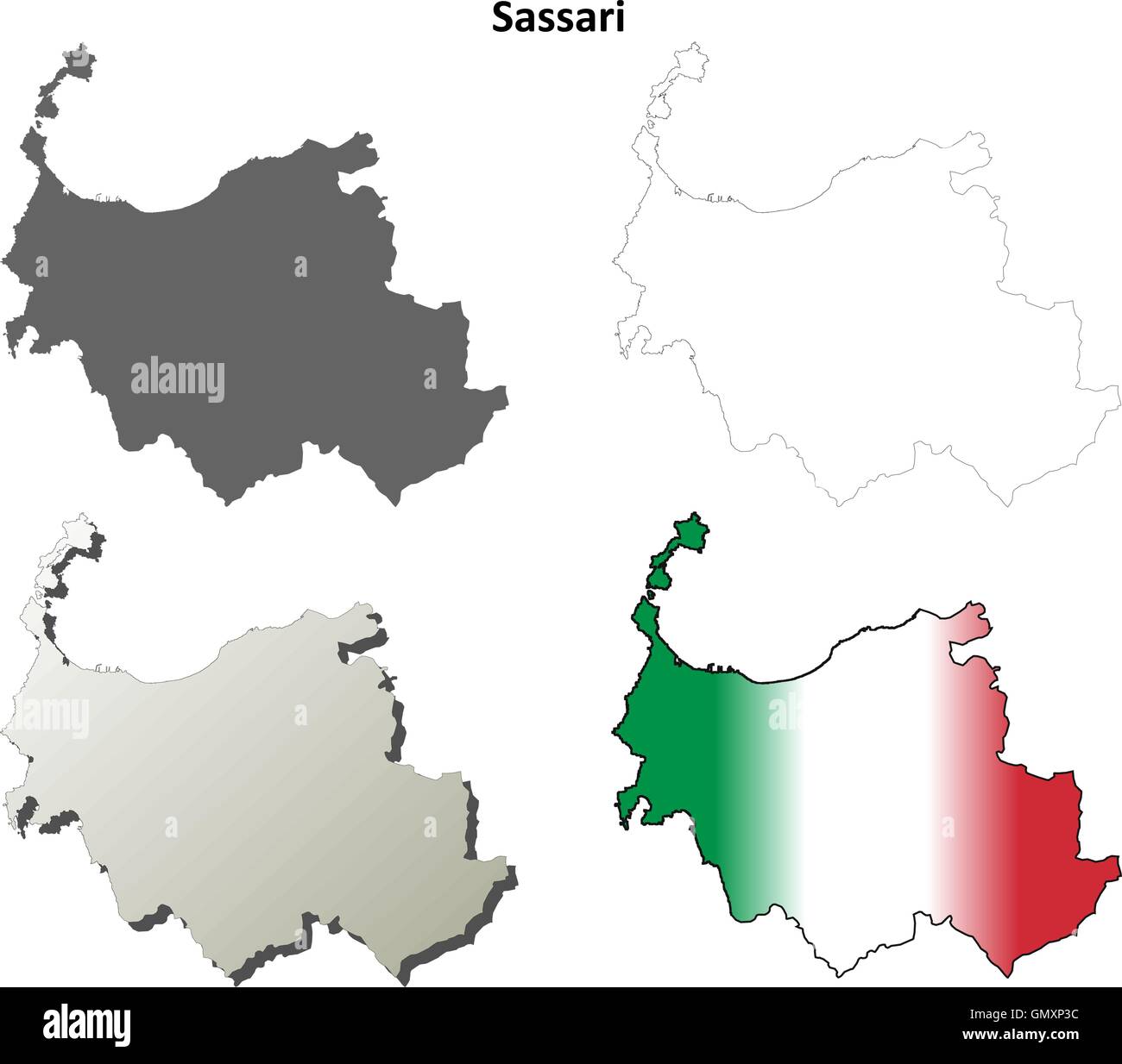 Sassari Blank Detailed Outline Map Set Stock Vector Image And Art Alamy