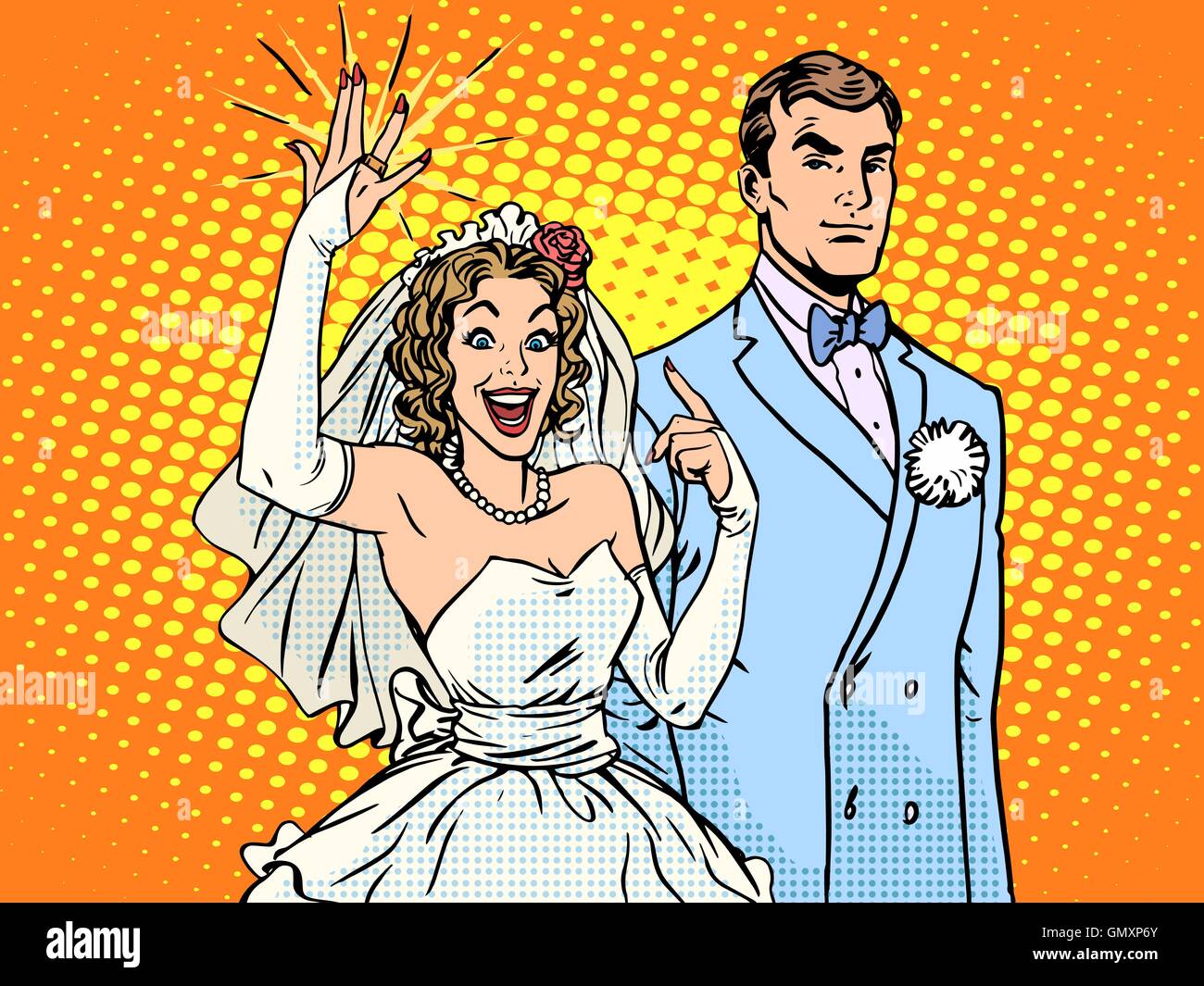 Vintage bride groom illustration hi-res stock photography and images ...