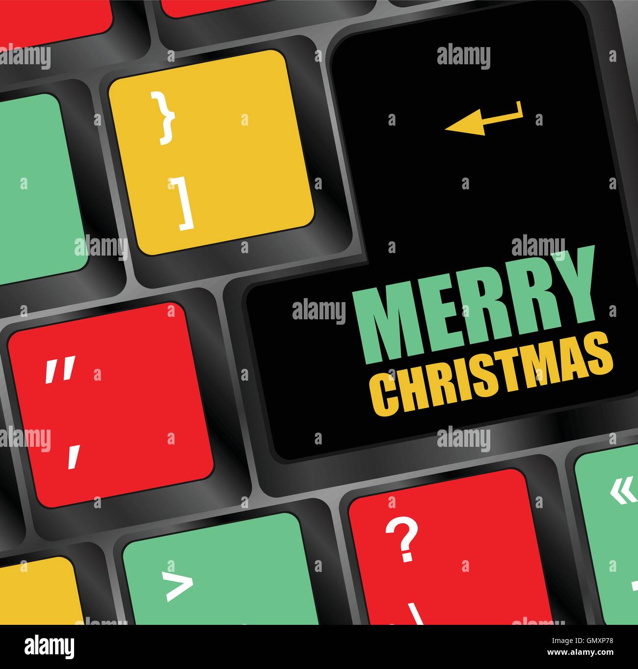 Computer Keyboard with Merry Christmas Key vector illustration Stock ...