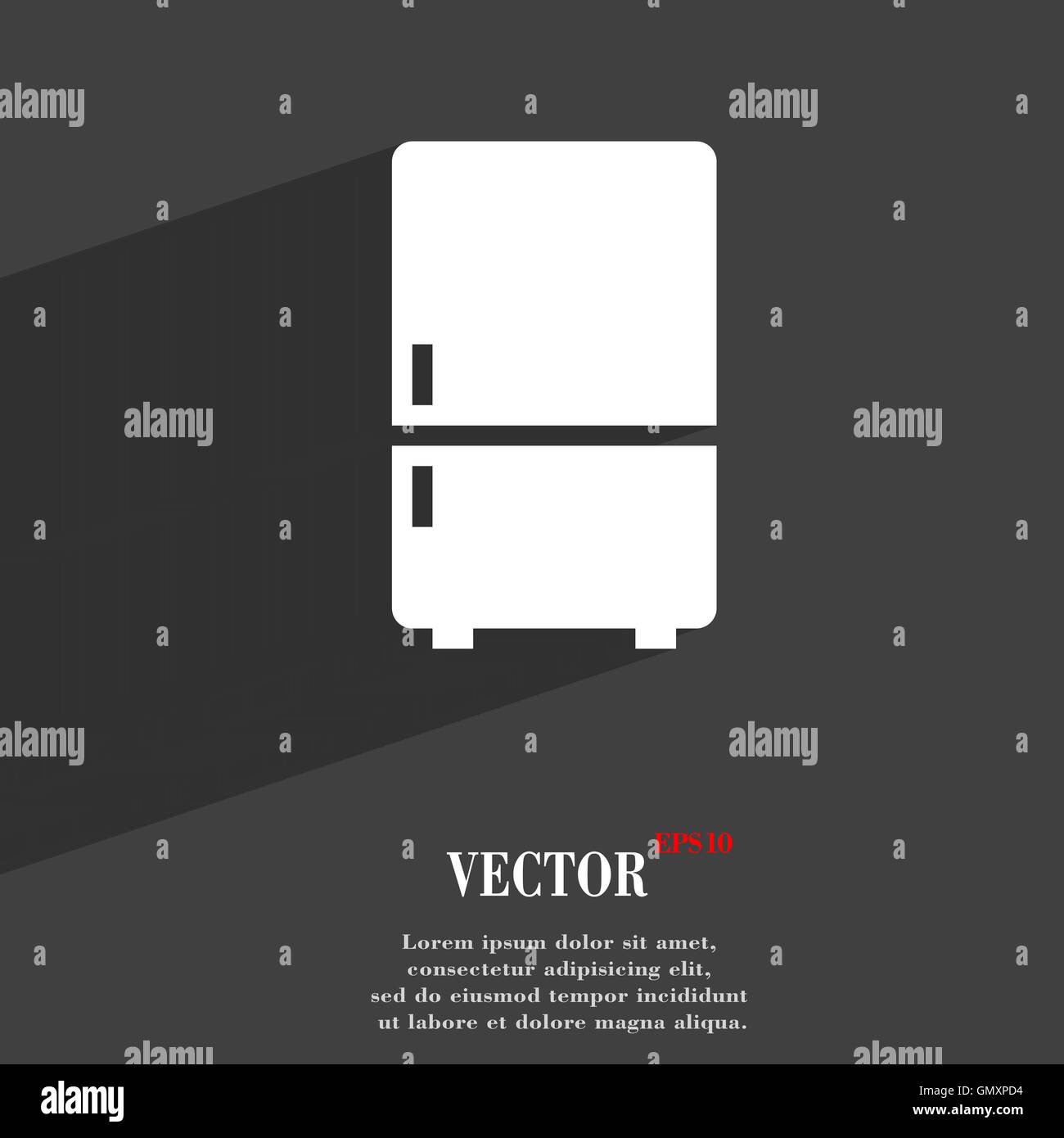 Refrigerator symbol Flat modern web design with long shadow and space ...
