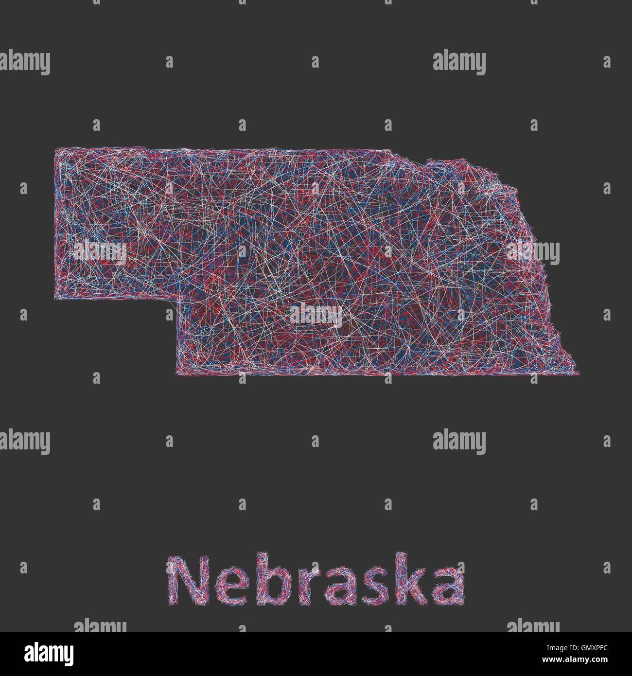 Nebraska line art map Stock Vector Image & Art - Alamy