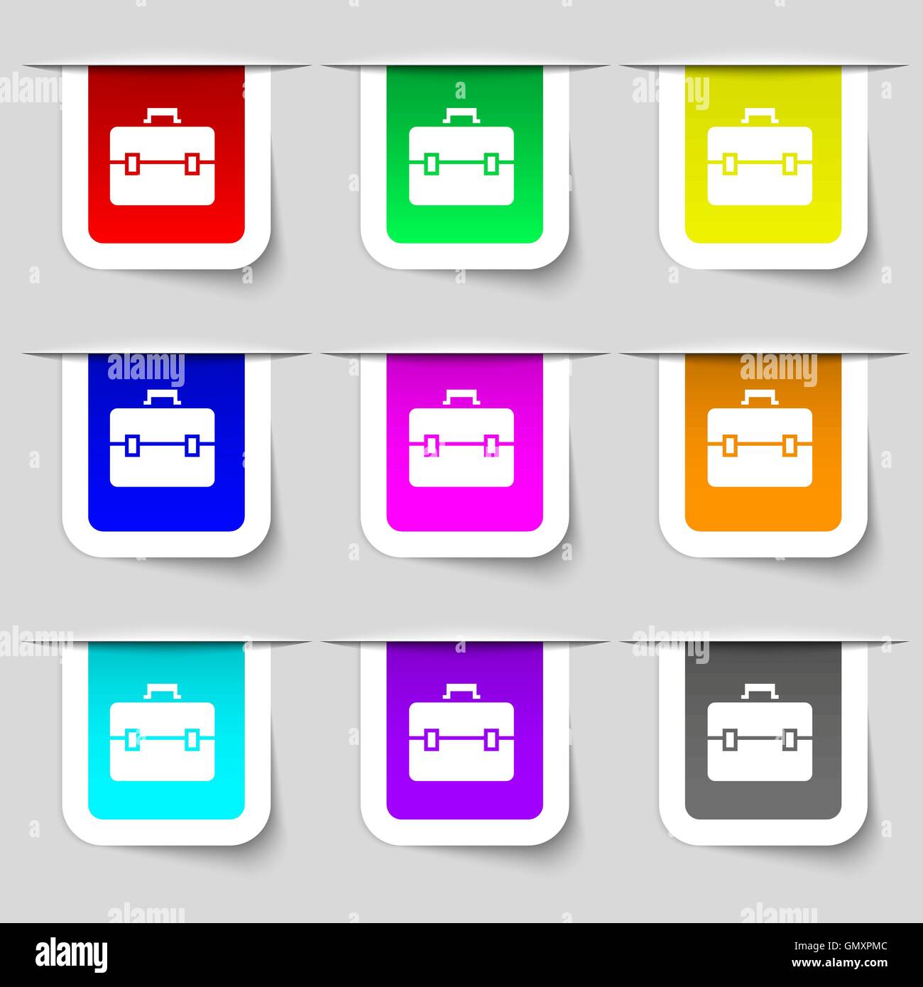 suitcase icon sign. Set of multicolored modern labels for your design ...