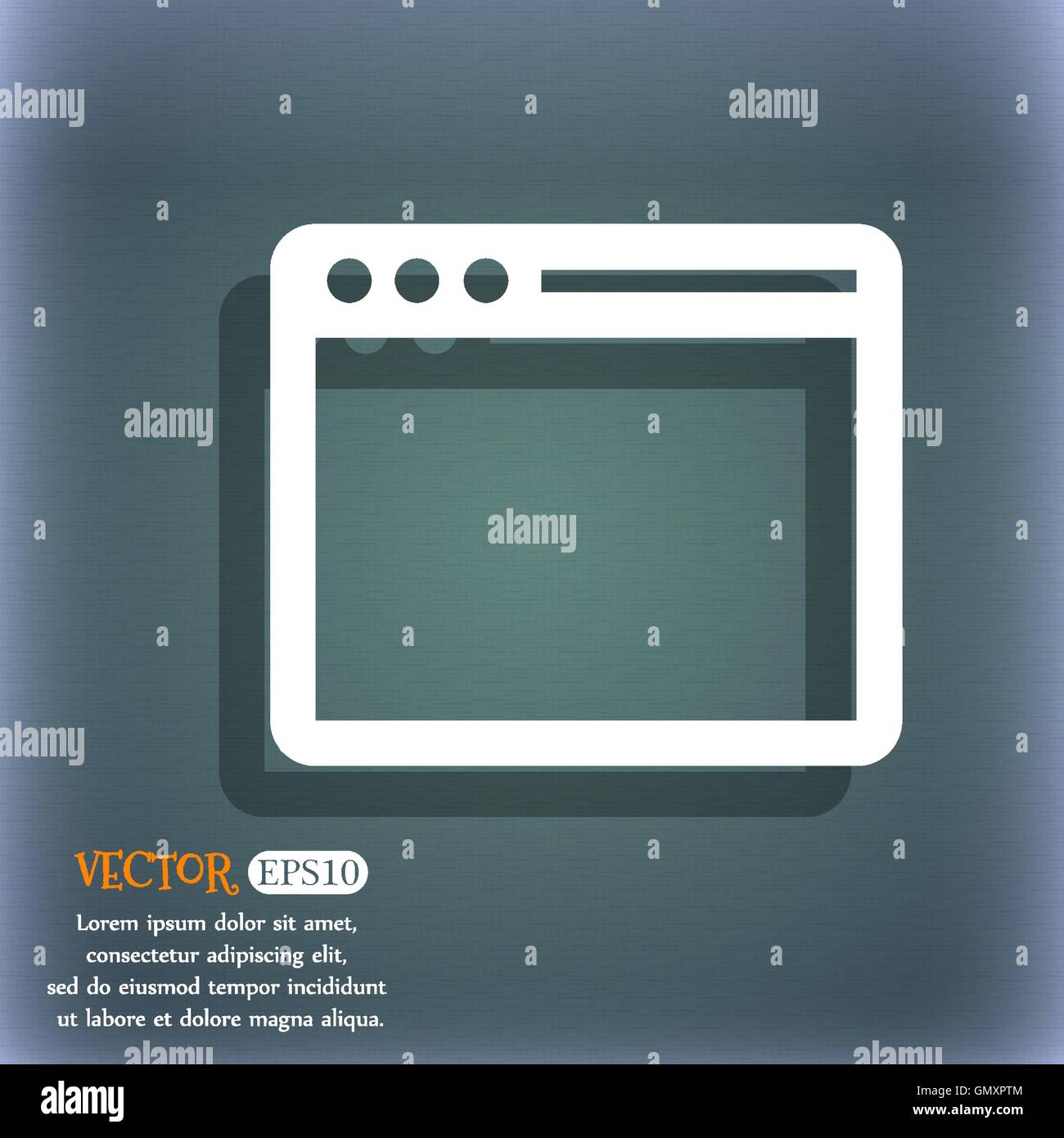 Simple Browser window icon. On the blue-green abstract background with ...