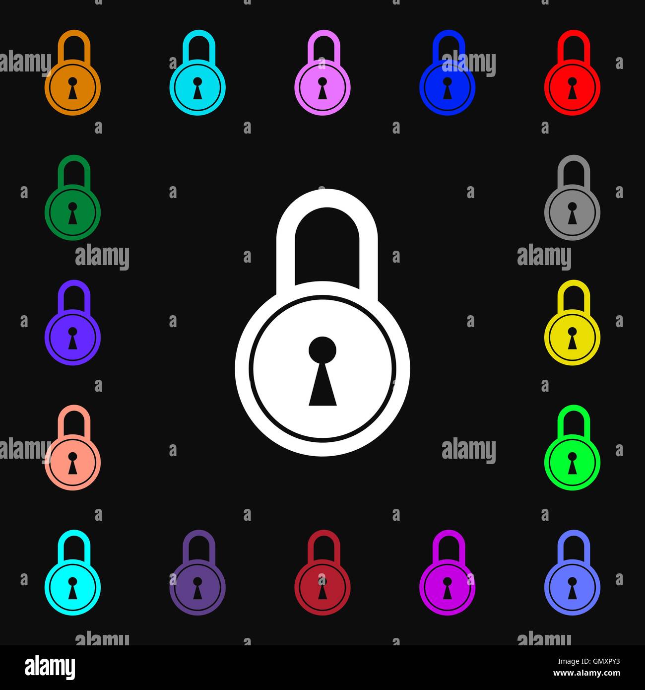 closed lock icon sign. Lots of colorful symbols for your design. Vector ...