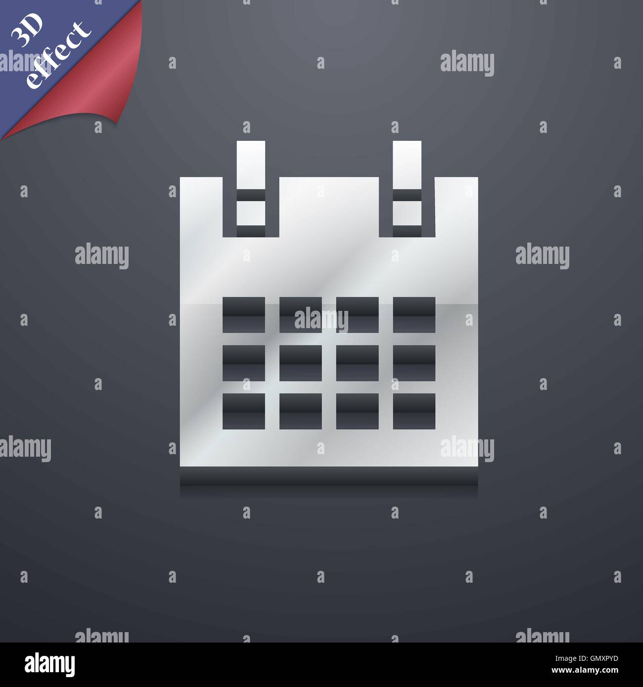 calendar page icon symbol. 3D style. Trendy, modern design with space ...