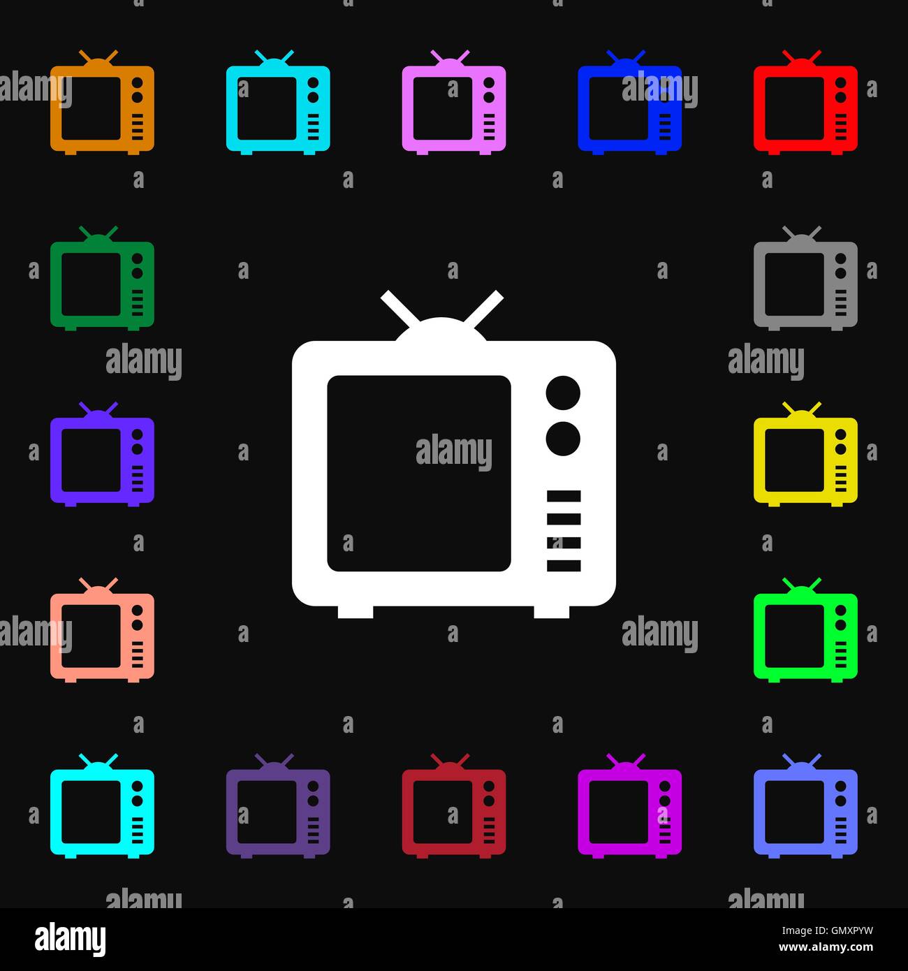Old TV, Television icon sign. Lots of colorful symbols for your design ...
