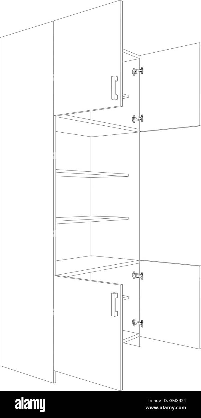 Illustration of open cabinet Stock Vector Image & Art - Alamy