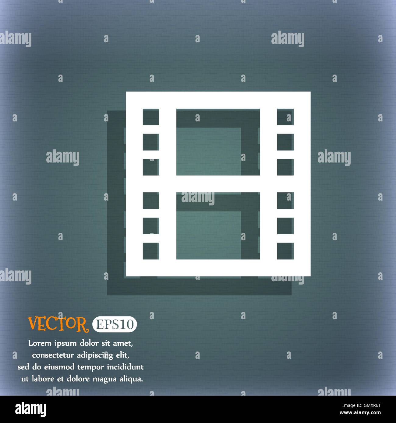 film icon. On the blue-green abstract background with shadow and space ...