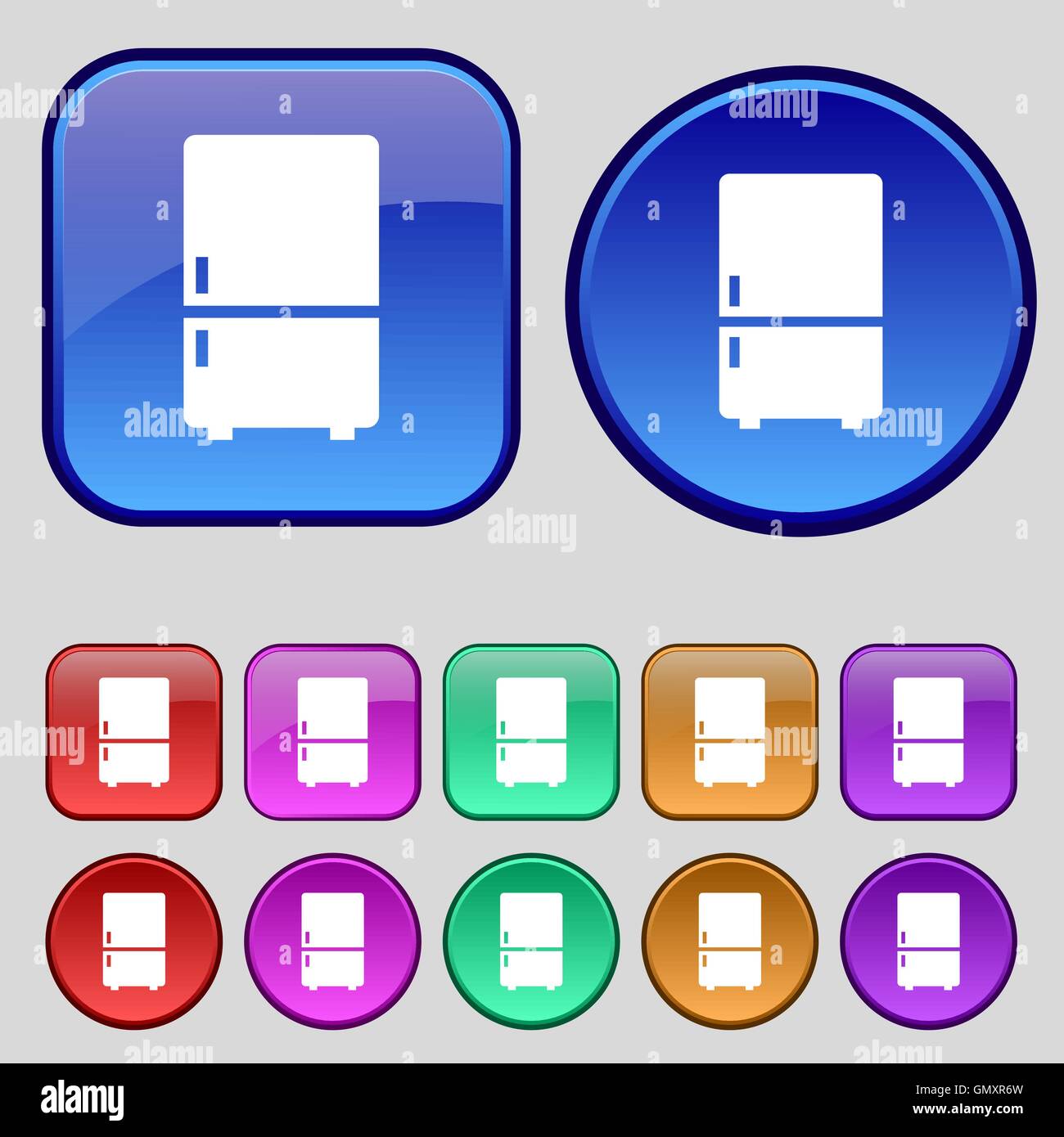 Refrigerator icon sign. A set of twelve vintage buttons for your design ...