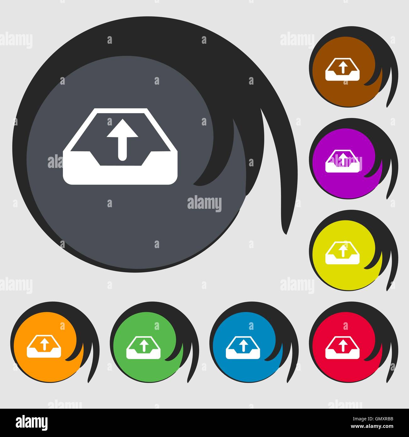 Backup icon. Symbols on eight colored buttons. Vector Stock Vector ...