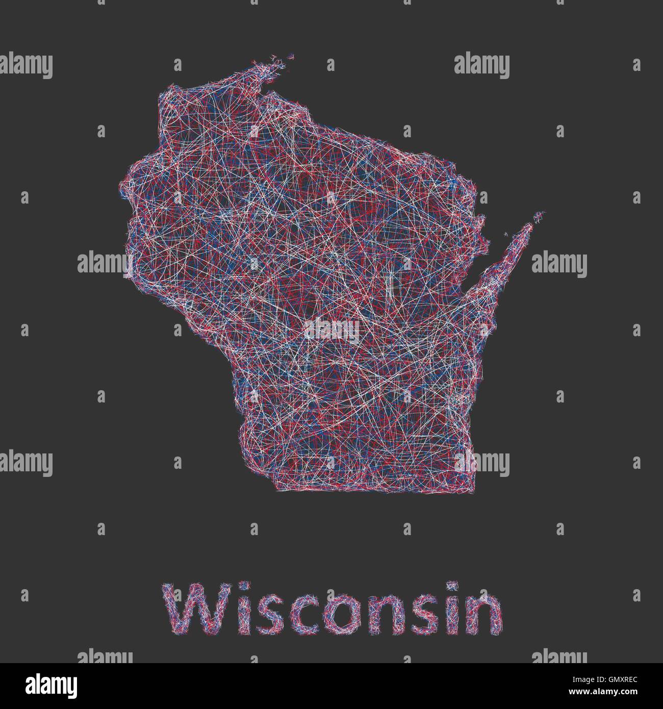 Wisconsin line art map Stock Vector Image & Art - Alamy