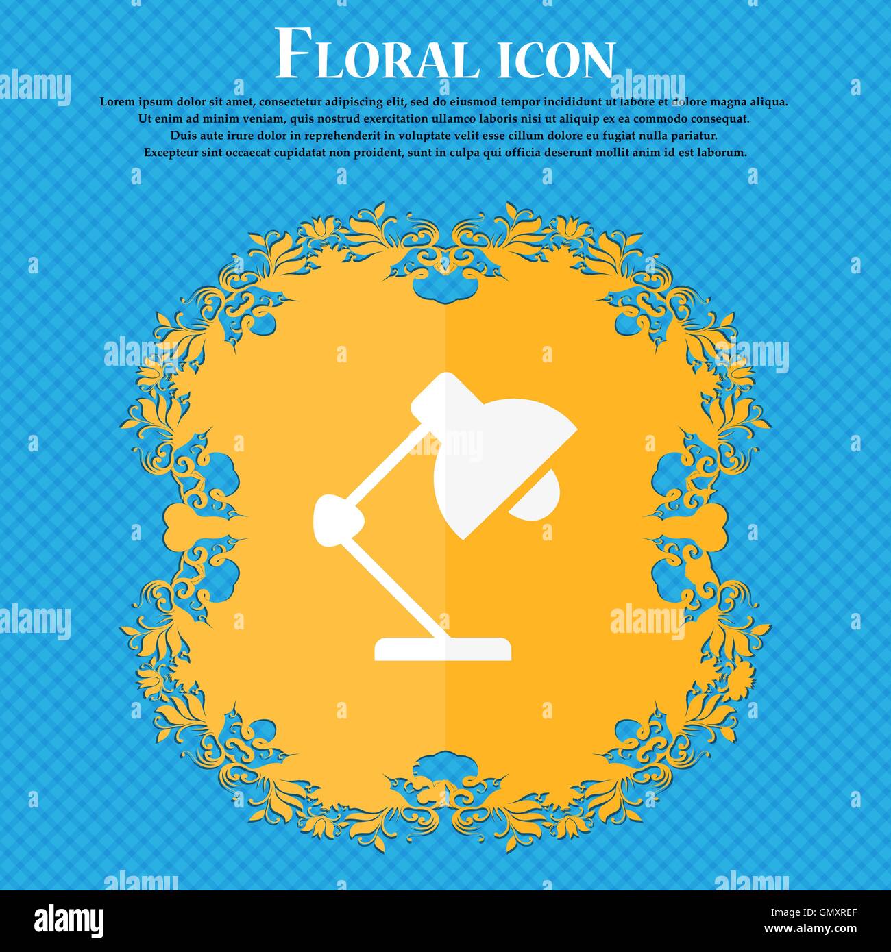 Reading-lamp and lighting, illumination icon. Floral flat design on a ...