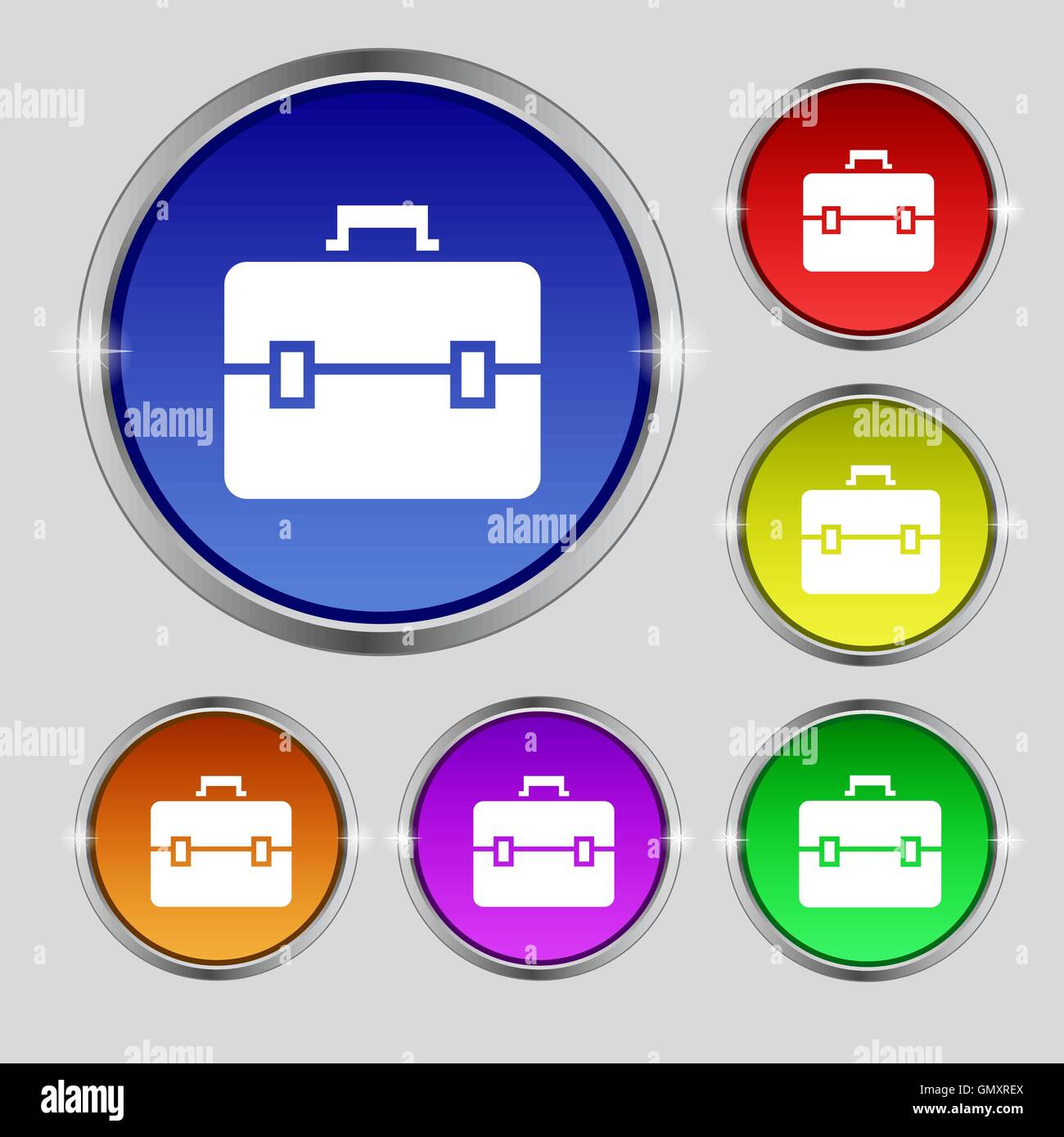 suitcase icon sign. Round symbol on bright colourful buttons. Vector ...