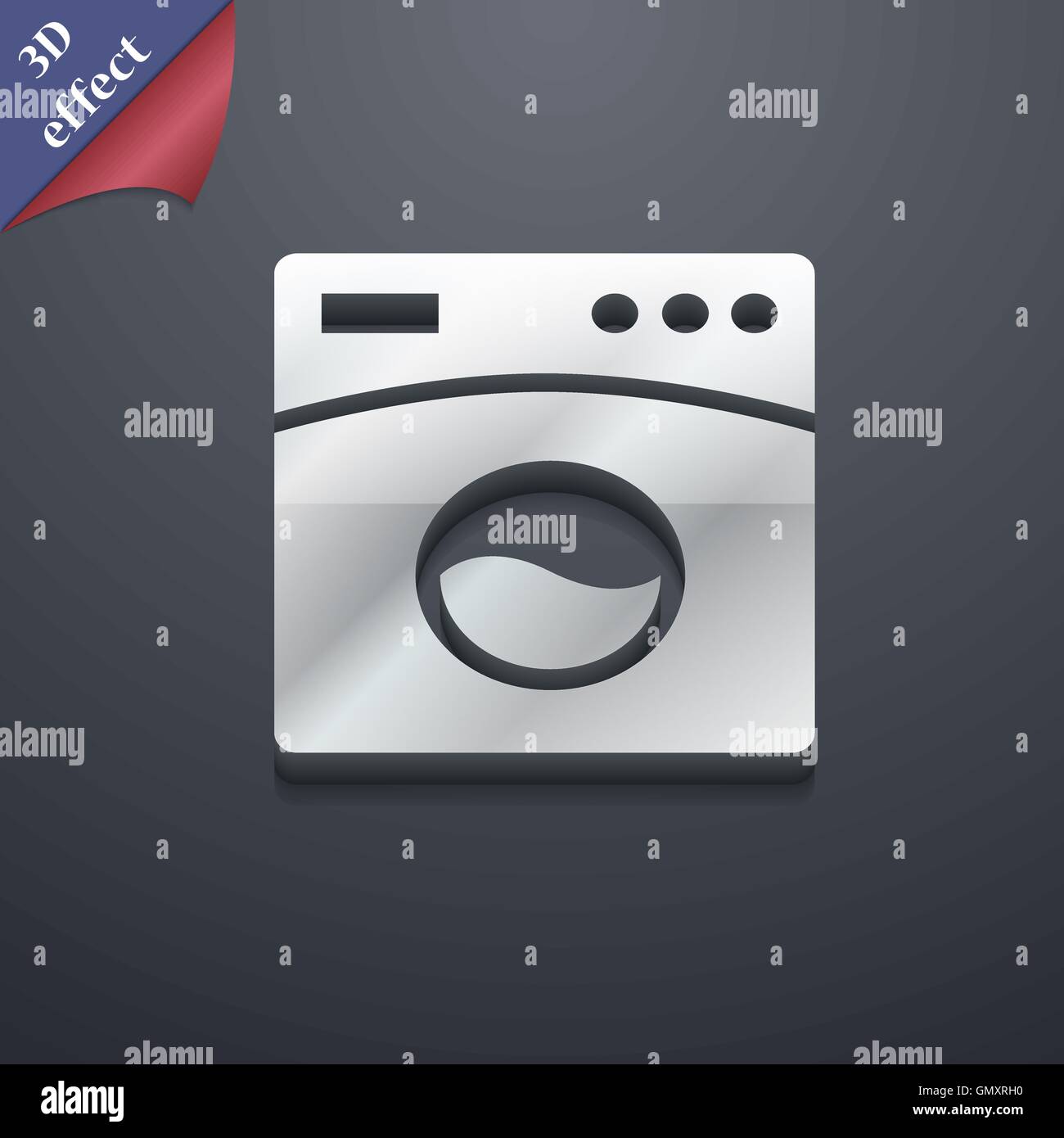 Washing machine icon symbol. 3D style. Trendy, modern design with space ...
