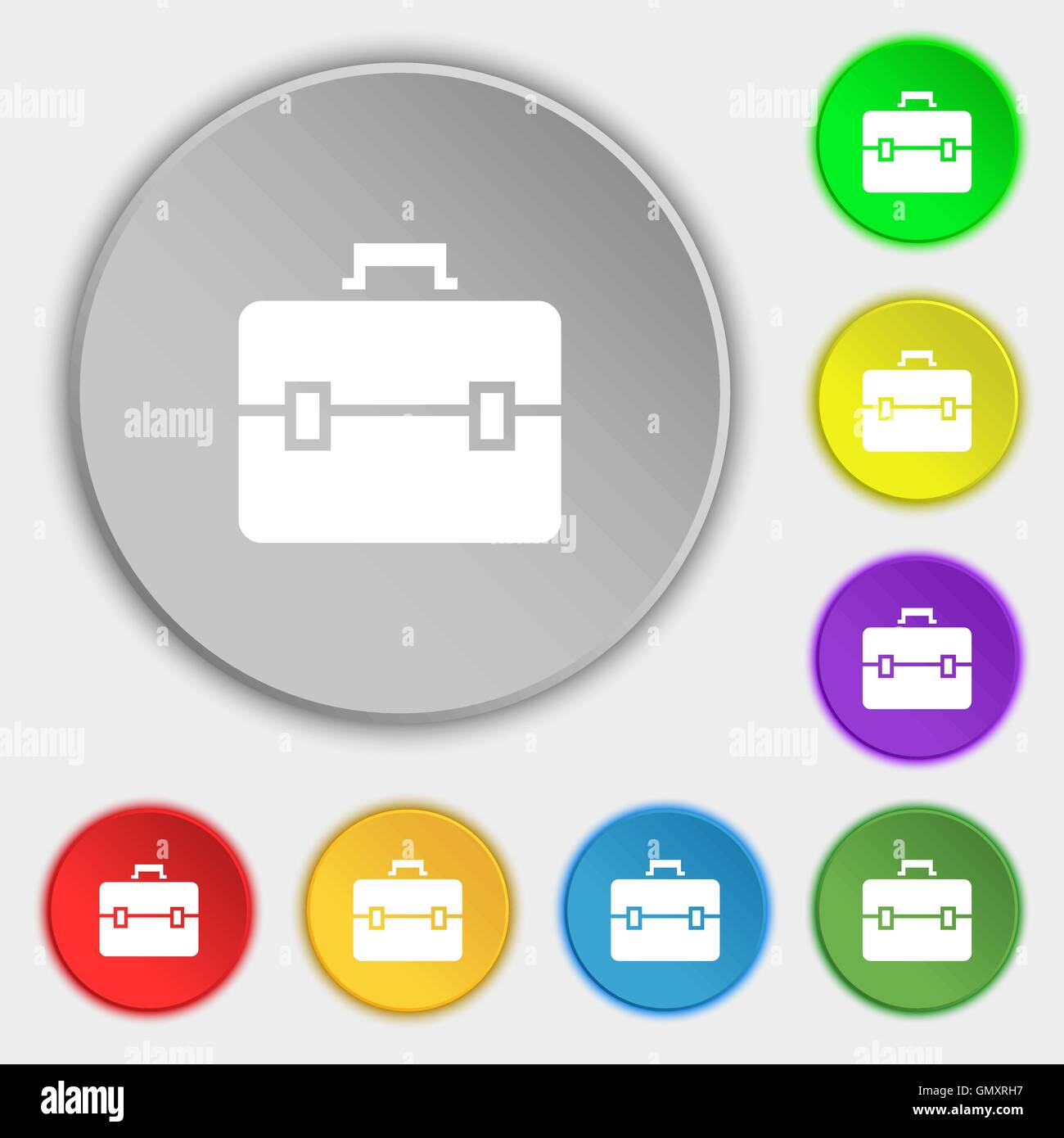 suitcase icon sign. Symbol on eight flat buttons. Vector Stock Vector ...