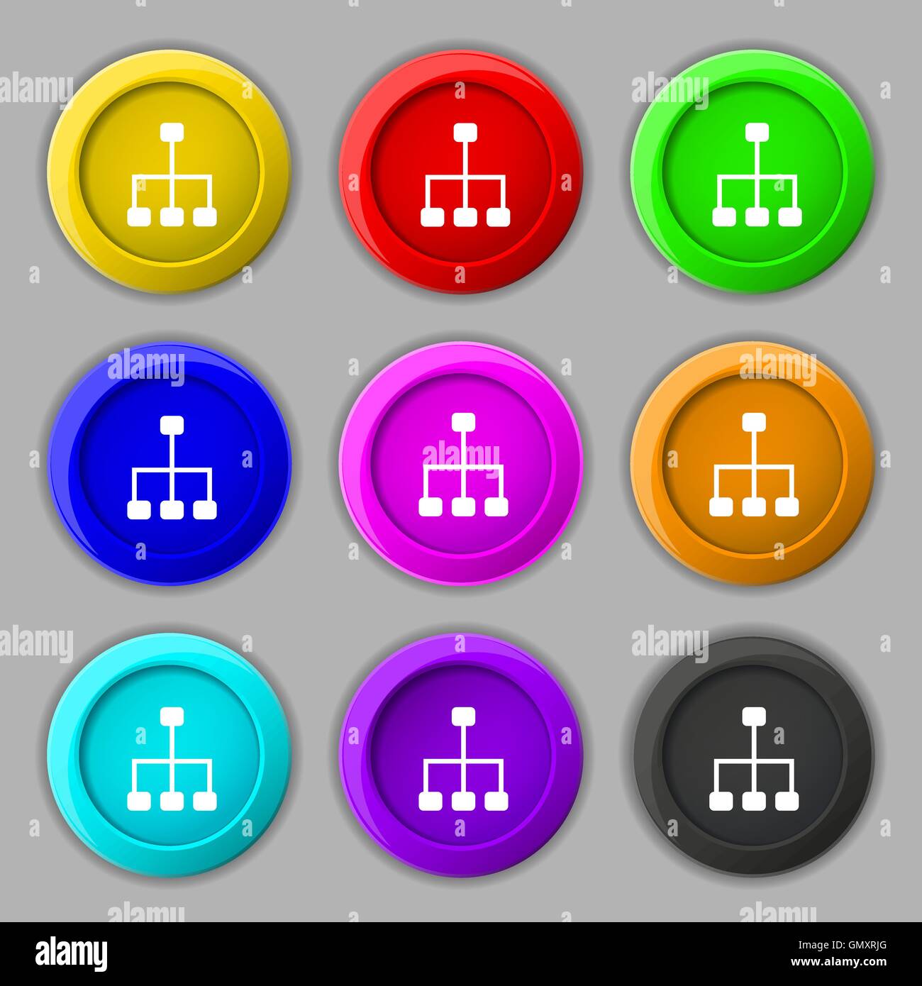 social network icon sign. symbol on nine round colourful buttons. Vector Stock Vector Image ...