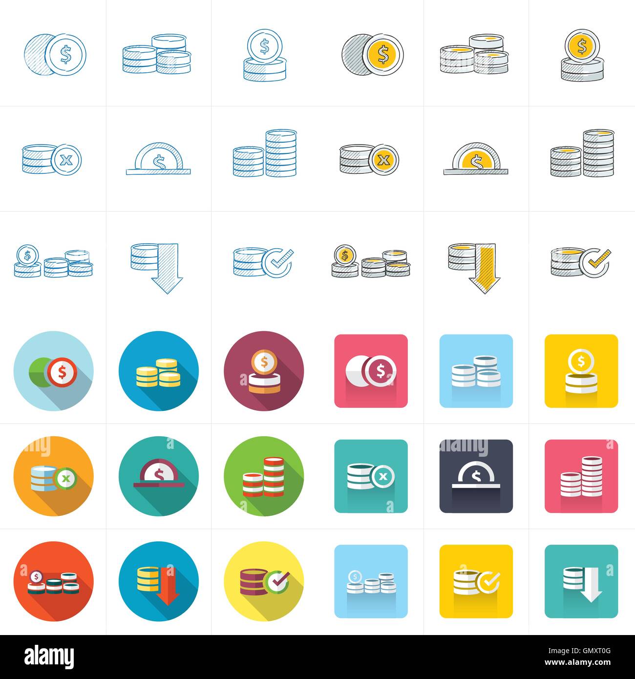 Coins Icons Set Stock Vector Image & Art - Alamy