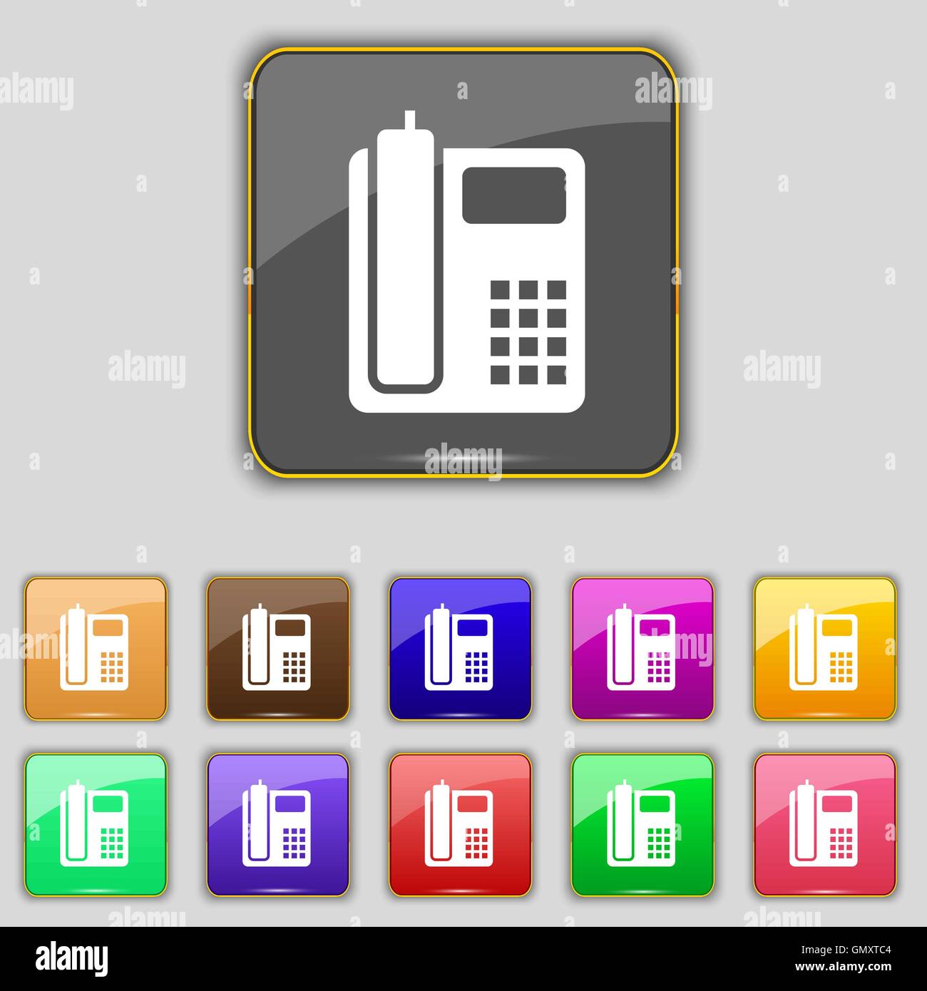 home phone icon sign. Set with eleven colored buttons for your site ...