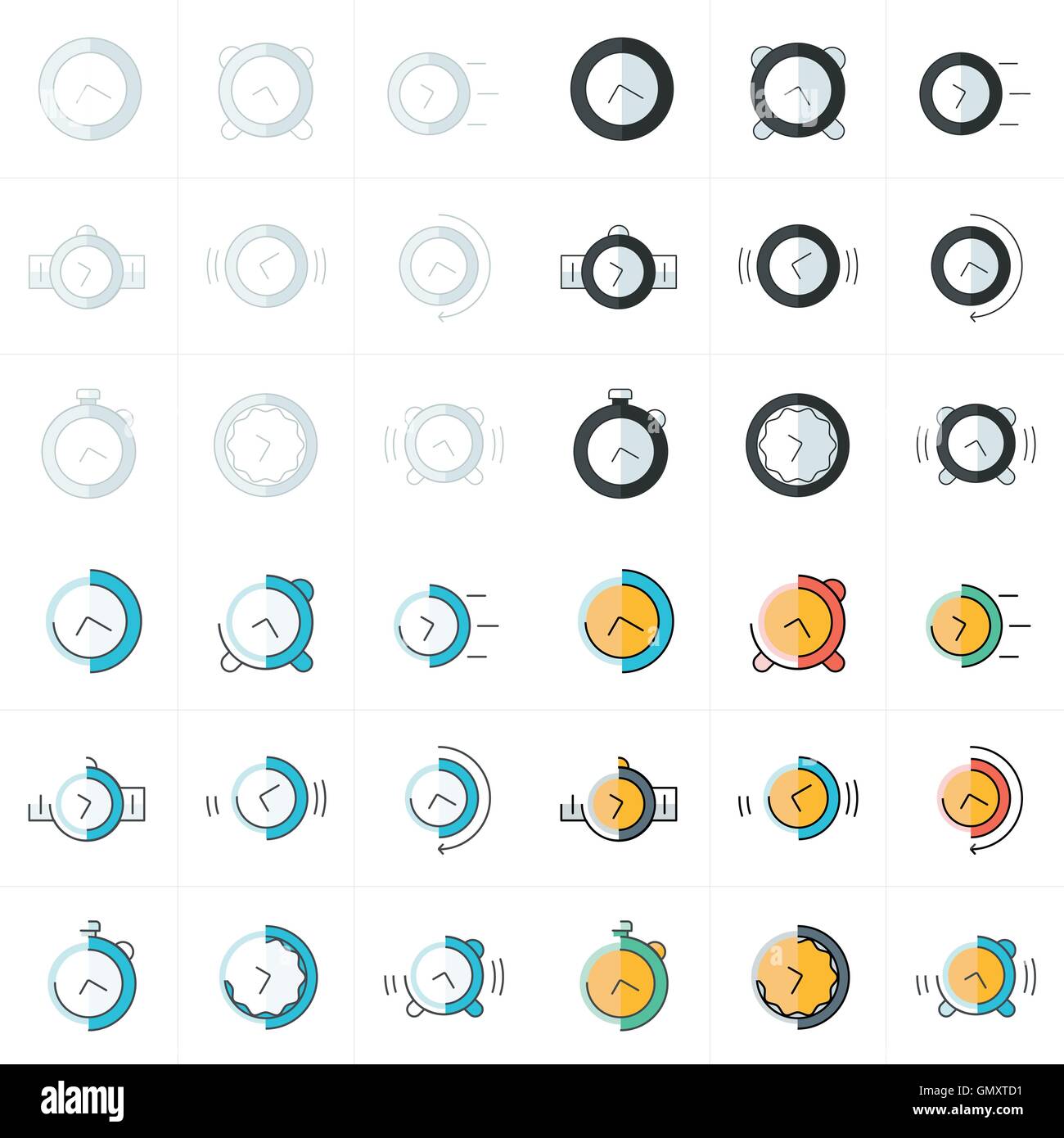 Time Clock Icons Set Stock Vector Image & Art - Alamy