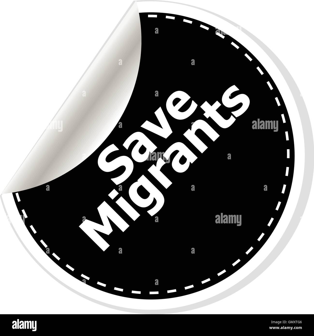 save migrant. vector illustration of realistic stickers or notes. Black ...