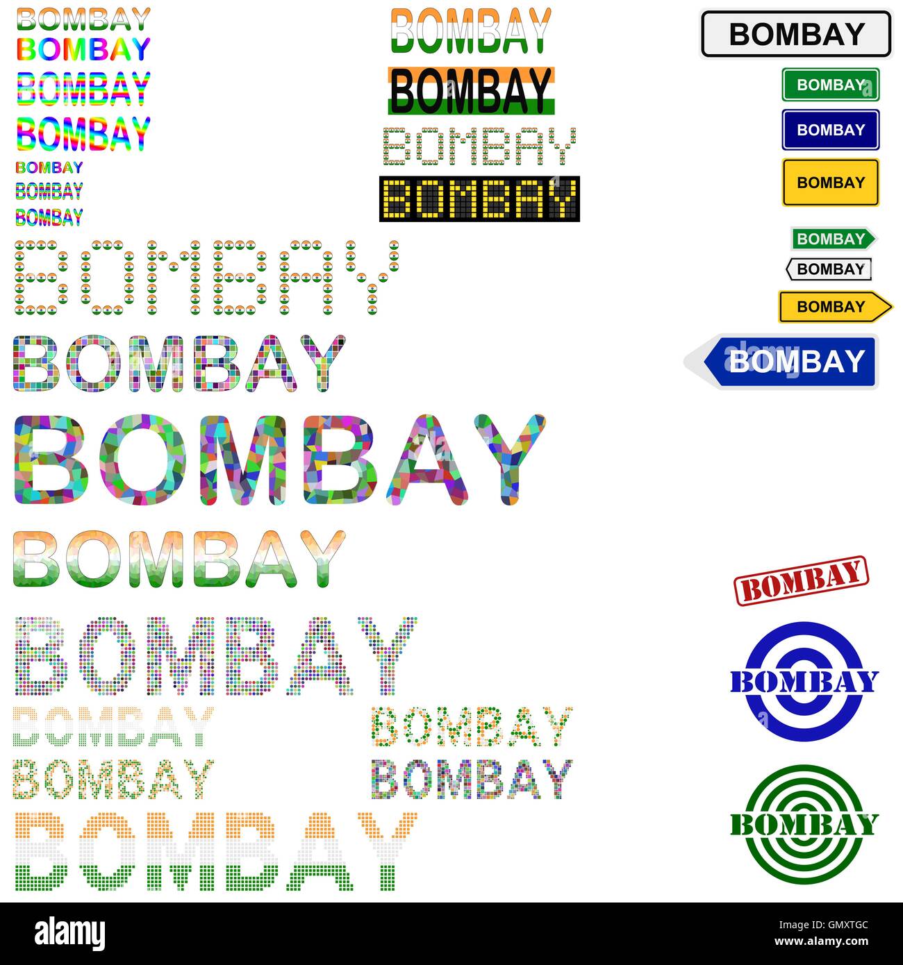 Bombay (Mumbai) text design set Stock Vector Image & Art - Alamy