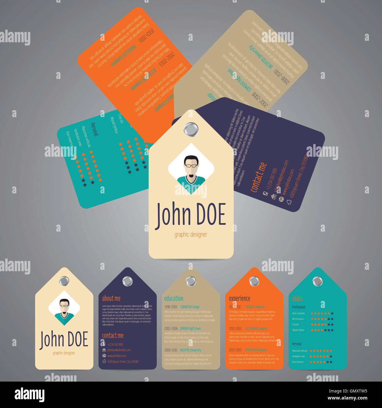Multiple tags cv resume template Stock Vector Image & Art - Alamy