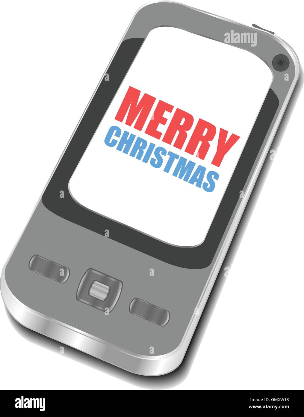 Smart phone with Merry Christmas greetings on the screen, Vector ...