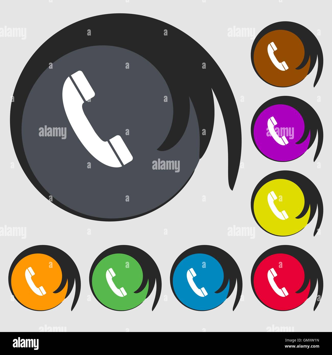 Call icon. Symbols on eight colored buttons. Vector Stock Vector Image ...