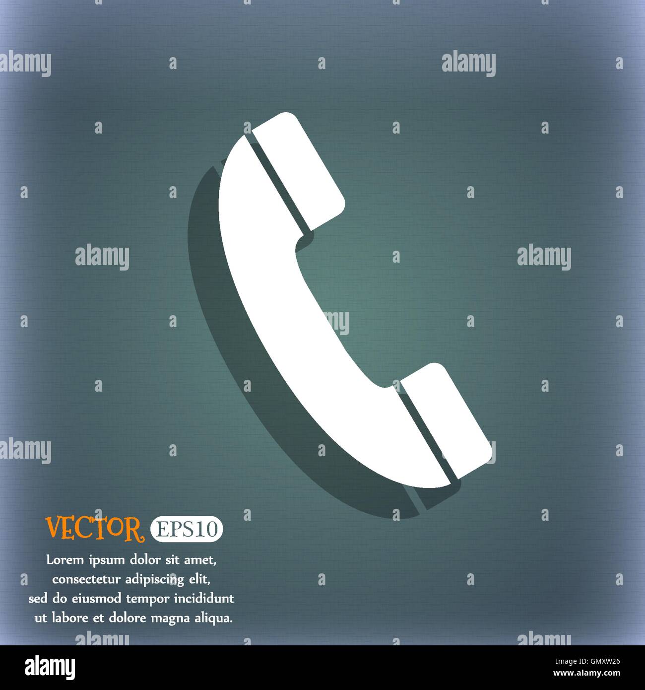 Call icon. On the blue-green abstract background with shadow and space ...