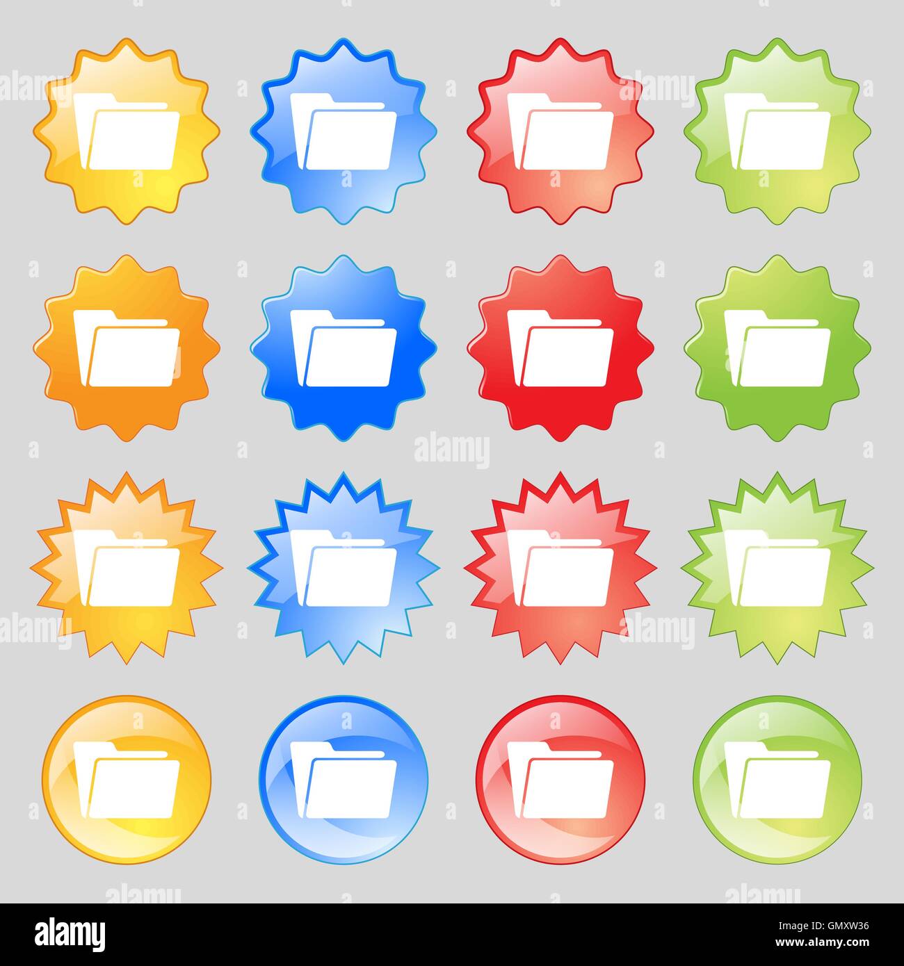 Folder icon sign. Big set of 16 colorful modern buttons for your design ...