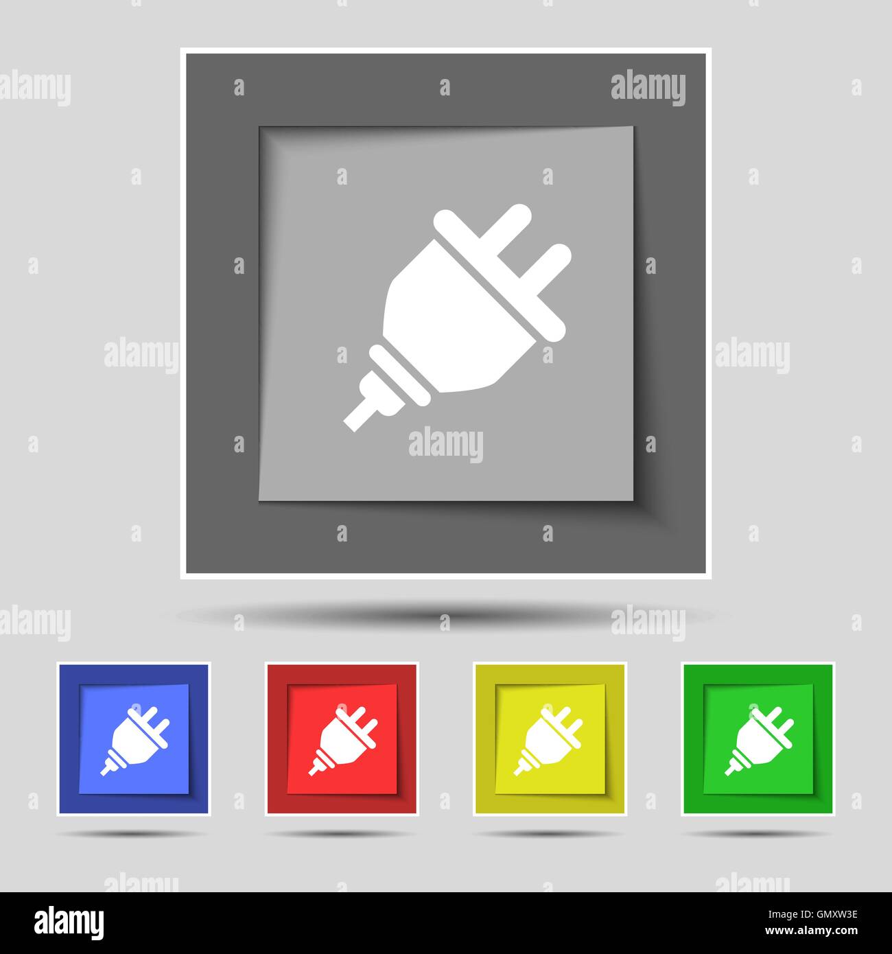plug icon sign on original five colored buttons. Vector Stock Vector ...