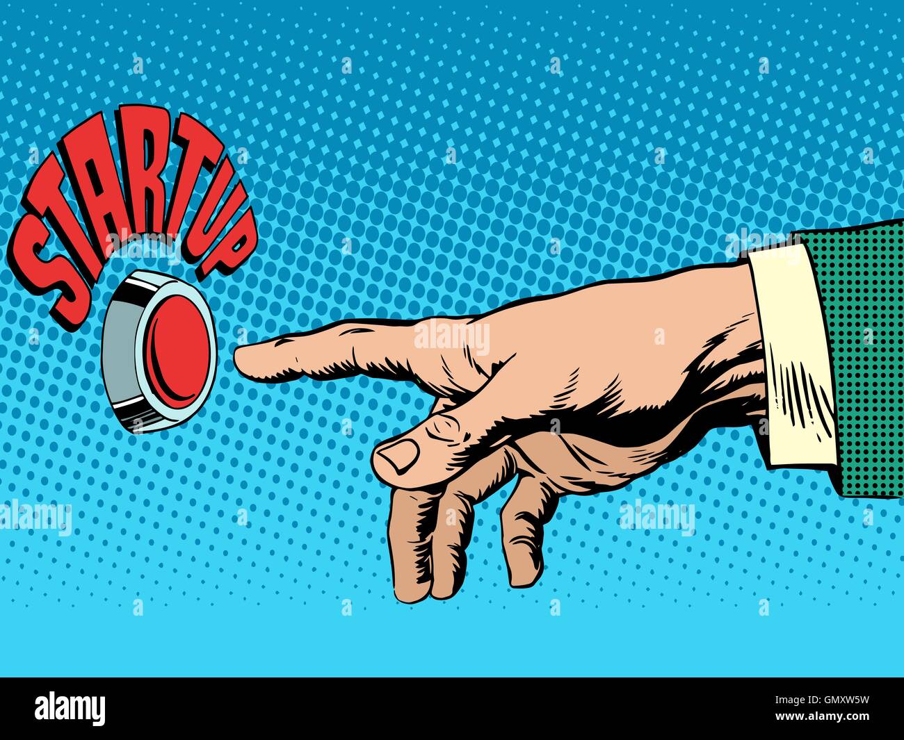 business concept startup hand presses button Stock Vector Image & Art ...