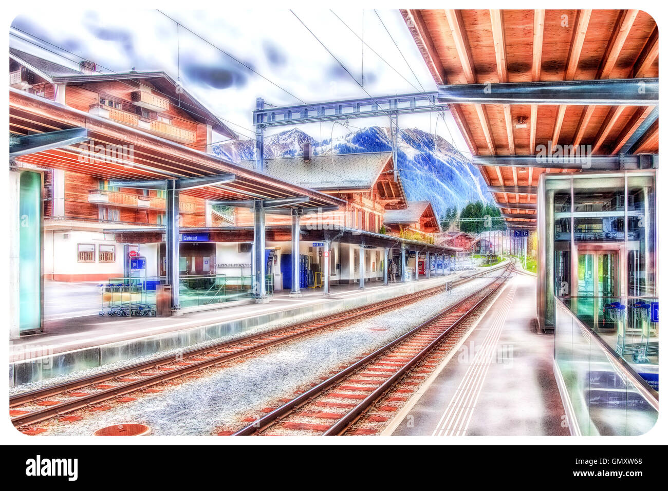 Gstaad railway station in Switzerland Stock Photo - Alamy