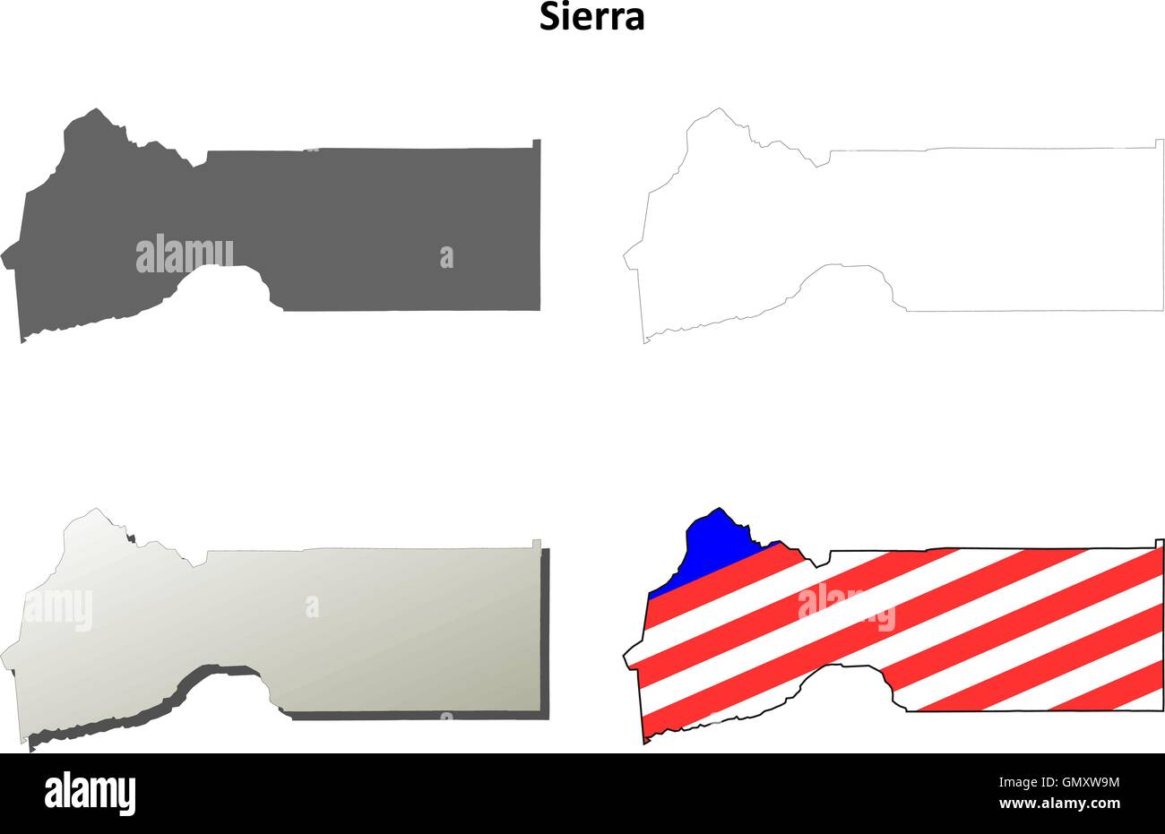 Sierra County, California outline map set Stock Vector Image & Art - Alamy
