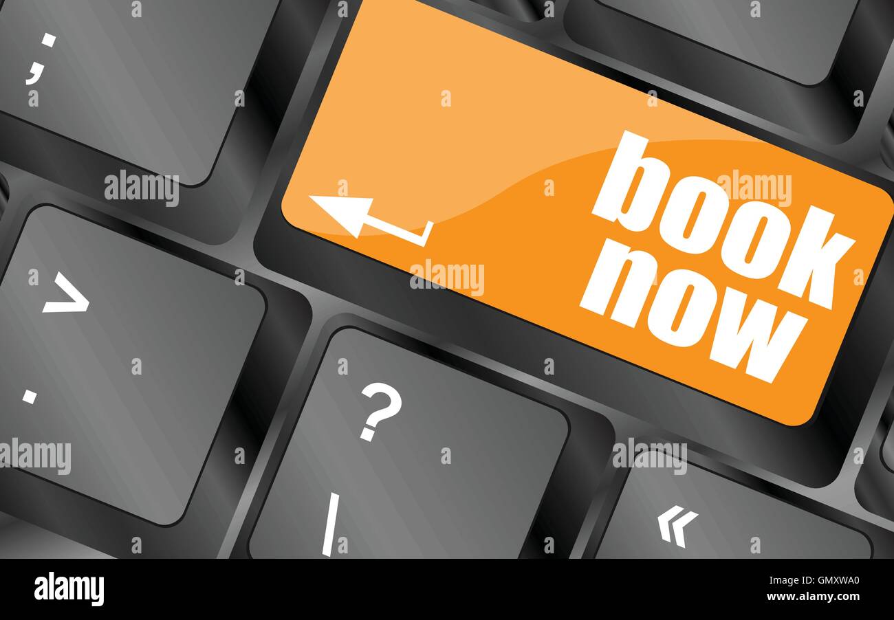 Book now button on keyboard key, web icon, web button, vector ...
