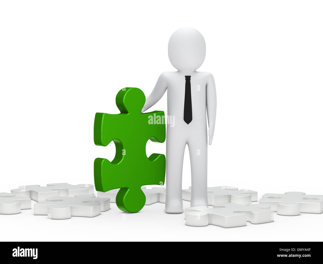 3d business man hold a puzzle green hi-res stock photography and images ...