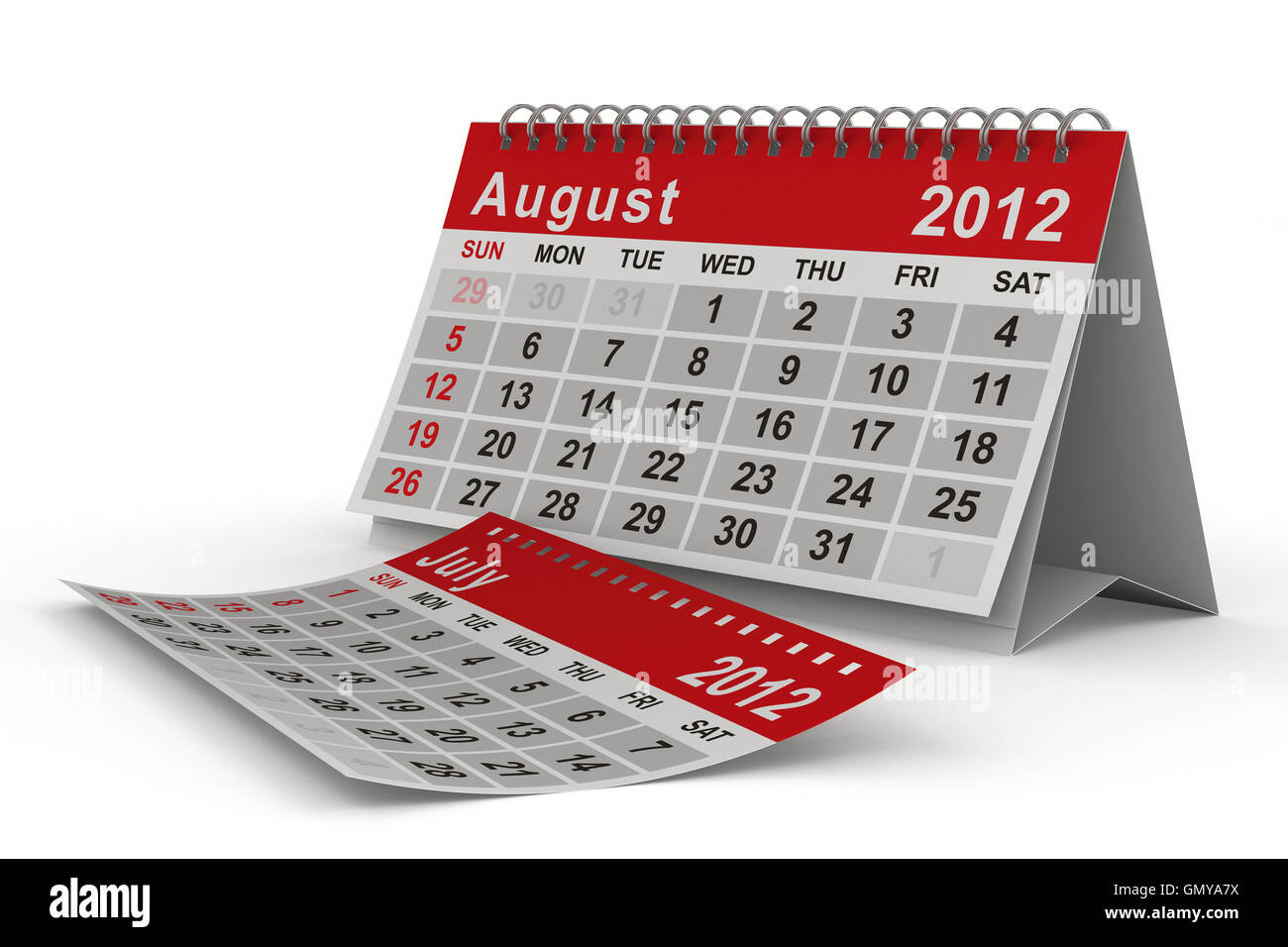 2012 year calendar. August. Isolated 3D image Stock Photo - Alamy