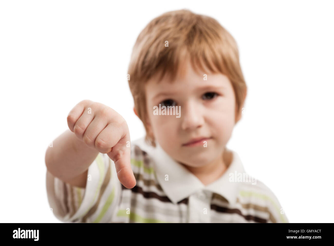 Child gesturing thumb down Stock Photo - Alamy