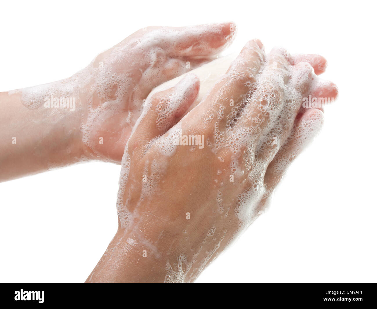 Soap in hand Stock Photo - Alamy