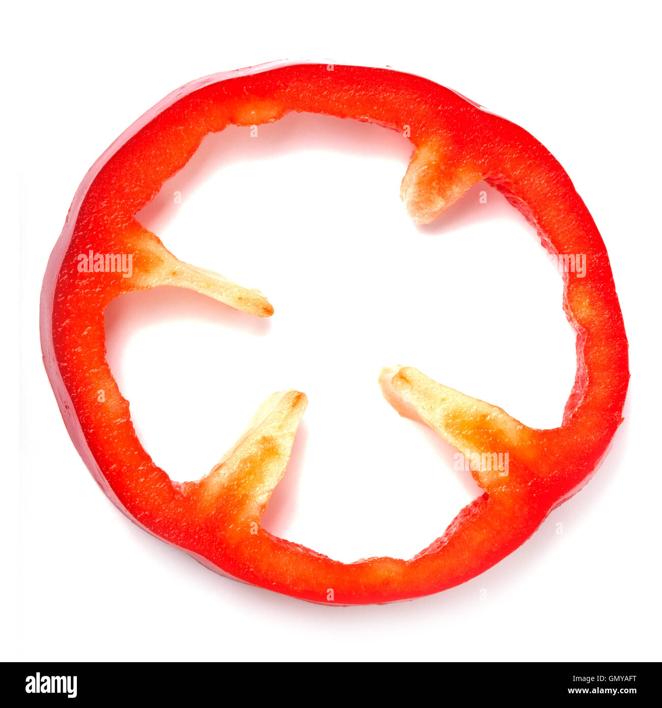 Red pepper slice on white background Stock Photo - Alamy