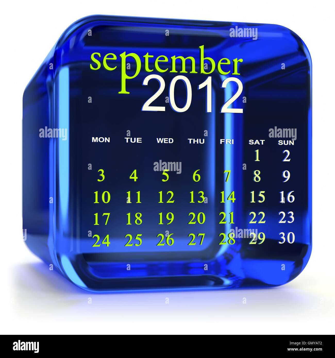 Blue September Calendar Stock Photo - Alamy