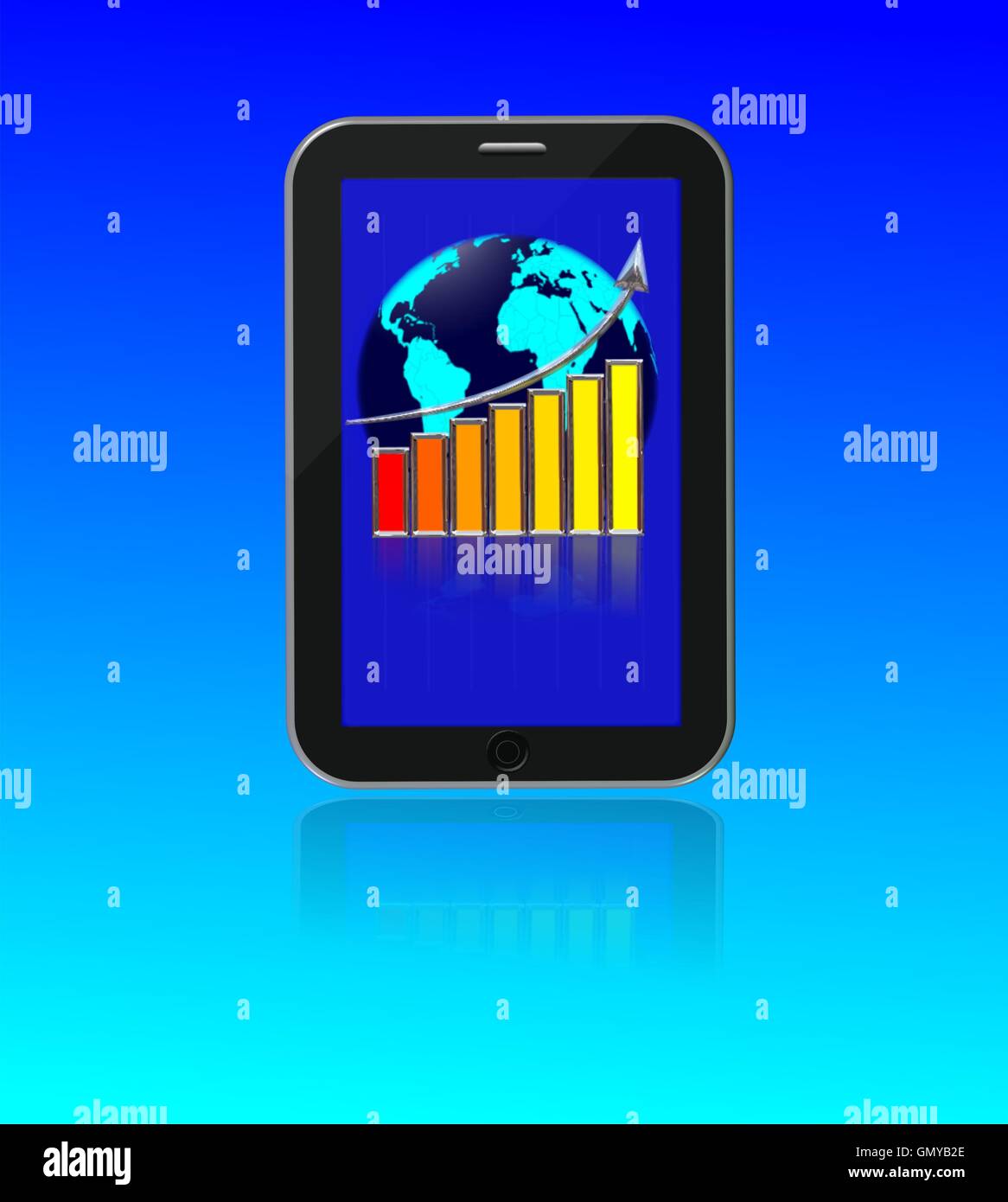 3d tablet computer bar graph hi-res stock photography and images - Alamy