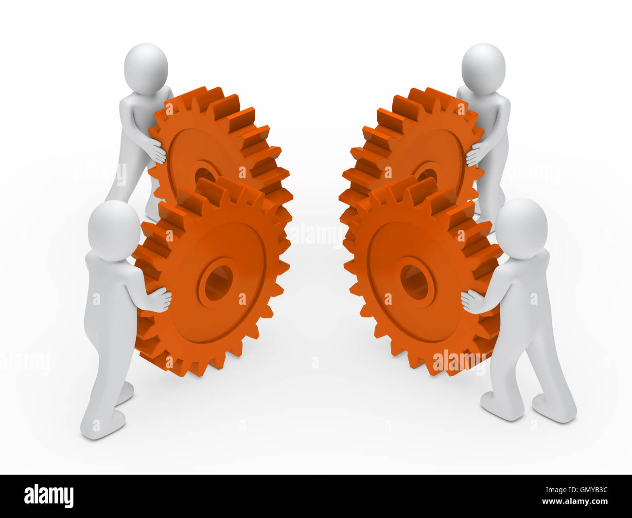 teamwork circle orange gear Stock Photo - Alamy