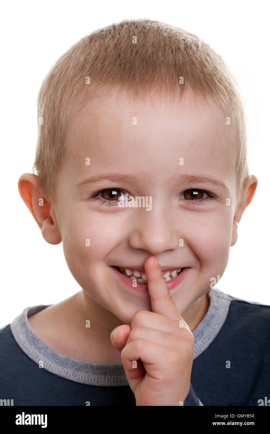 Finger silence sign Stock Photo - Alamy